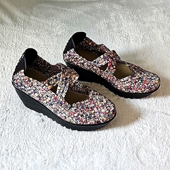 bernie mev. | Shoes | Bernie Mev Drake Woven Floral Wedge Slip On Shoes ...